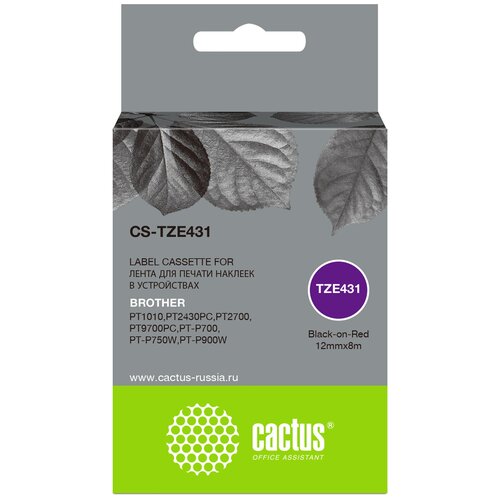 Картридж ленточный Cactus CS-TZE431 TZE-431 черный для Brother 101012801280VP2700VP