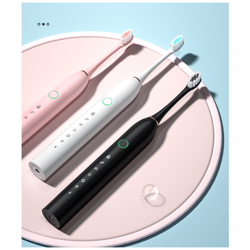Набор электрических зубных щеток, ультразвуковая с зарядкой от USB c функцией отбеливания, цвет белый