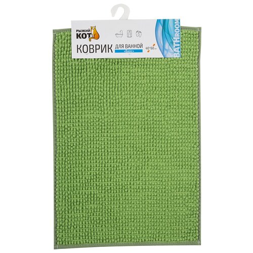 Коврик Рыжий кот Basic, 40 x 60 см, 60х40 смдля ванной комнаты, зеленый