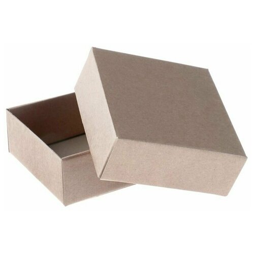 Коробка бурая картонная 14,5*14,5*6см, подарочная, упаковочная, сборная коробка, 10 штук