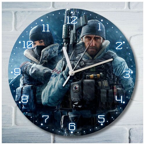 Настенные часы УФ с ярким рисунком игры Tom Clancys Rainbow Six Siege (рэйнбоу сикс сэдж, шутер, PS, Xbox, PC, Switch) 4667