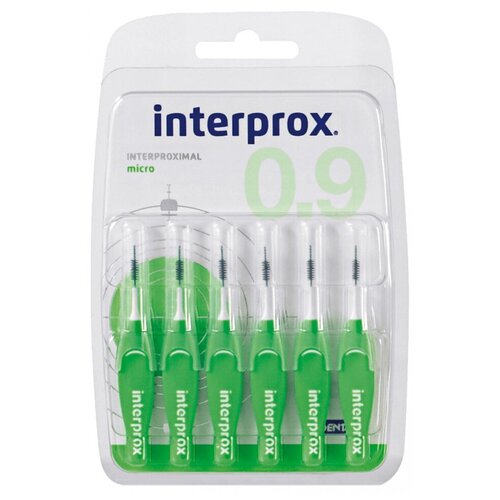 Зубной ершик InterProx Micro 0.9, зеленый, 6 шт., диаметр щетинок 2.4 мм