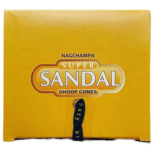 Satya Супер Сандал - 12 шт, ароматические благовония, конусовидные, конусы с подставкой, Super Sandal - Сатия, Сатья