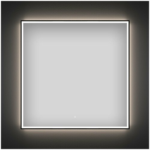 Настенное зеркало в ванную с подсветкой для макияжа Wellsee 7 Rays' Spectrum 172200440 : влагостойкое зеркало 75х75 см с черным матовым контуром