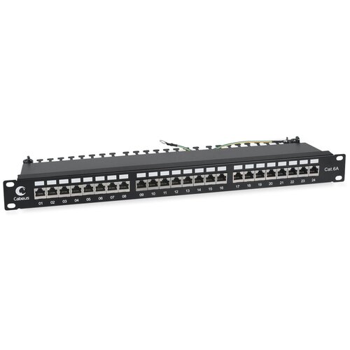 Патч-панель 19" Кат. 6а Cabeus PL-24-Cat.6a-SH-Dual 1U 24 порта