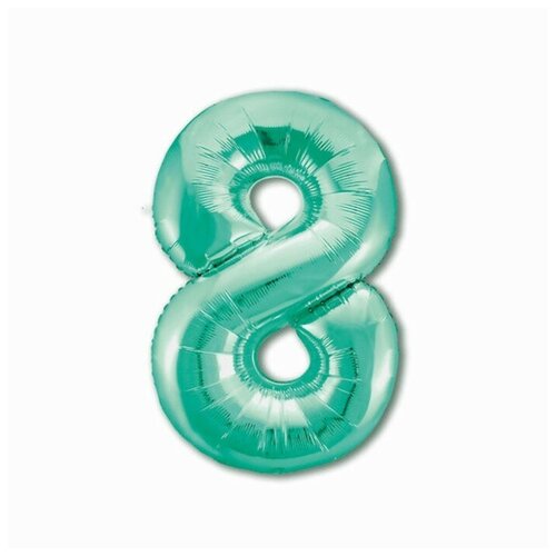 Шар фольгированный 40" «Цифра 8», цвет бискайский зелёный Slim