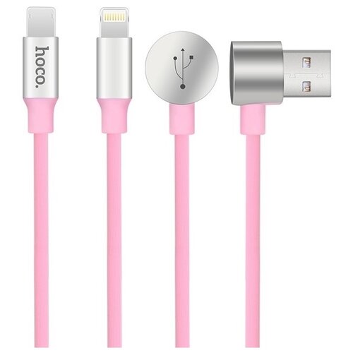 Кабель Hoco U18 USB - Lightning / Micro-USB, 1.2 м, 1 шт., розовый