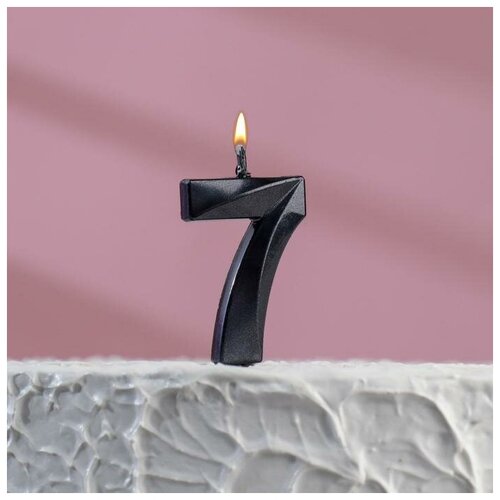 Свеча в торт на шпажке «‎Грань», цифра "7", черная, 5 х 3.5 см