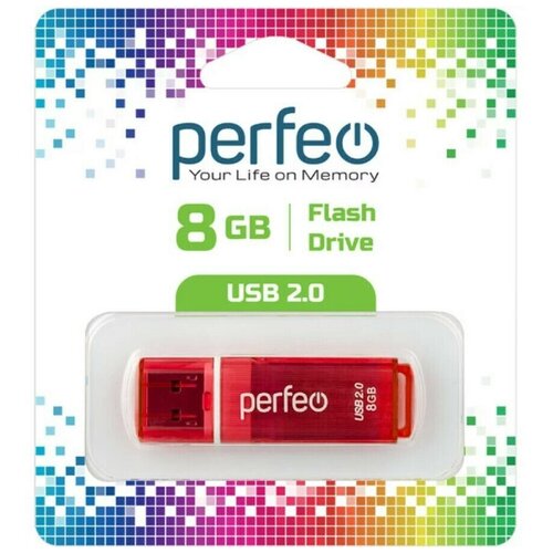 USB Флеш-накопитель USB накопитель Perfeo 8GB C13 Red