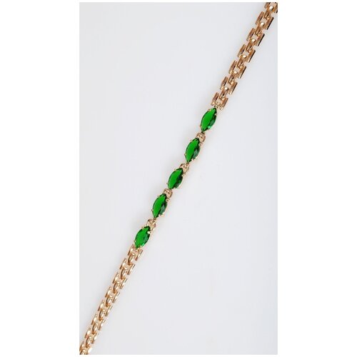 Плетеный браслет Lotus Jewelry, фианит, размер 18 см, зеленый