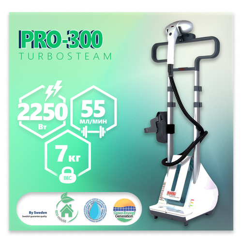 Отпариватель RUNZEL PRO-300 TurboSteam, белый/голубой/серый