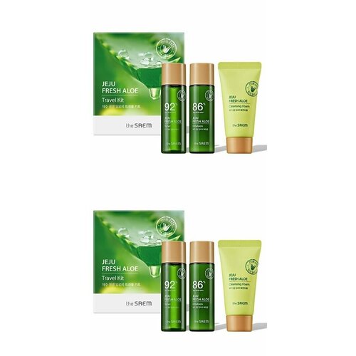 The Saem Набор средств Jeju Fresh Aloe Travel Kit, тонер, эмульсия, пенка, 2 шт.