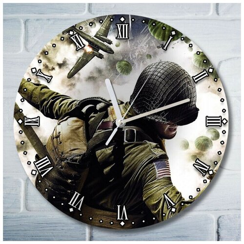 Настенные часы УФ с ярким рисунком игры Medal Of Honor Airborne (медал оф хонор, шутер, PS, Xbox, PC, Switch) 4893