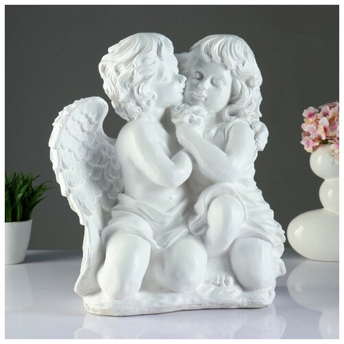 Фигура "Ангел и Фея сидя" большая, белый 19х34х44см