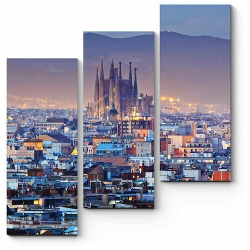 Модульная картина Величественная Барселона в сумерках60x64