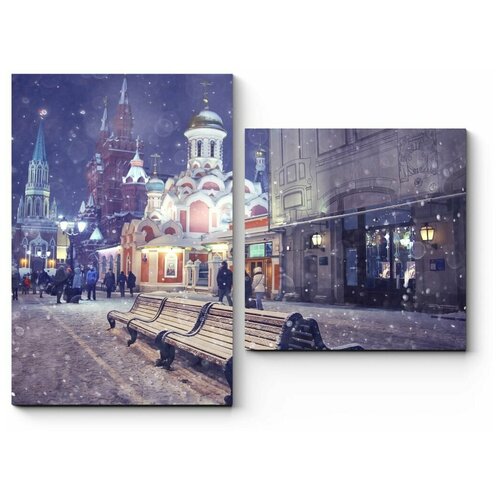 Модульная картина Зимний вечер в столице, Москва 60x45