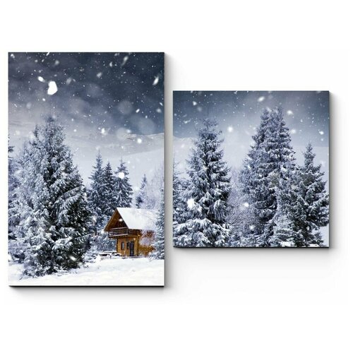 Модульная картина Сказочный дом в зимнем лесу 150x113