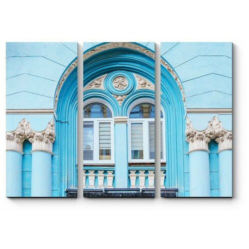 Модульная картина Голубой фасад с лепниной140x100