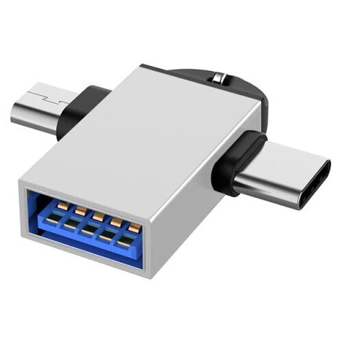 Переходник с micro-USB Type-C (папа/выход) на USB 2.0 (мама/вход), Адаптер OTG для планшетов, смартфонов и компьютеров