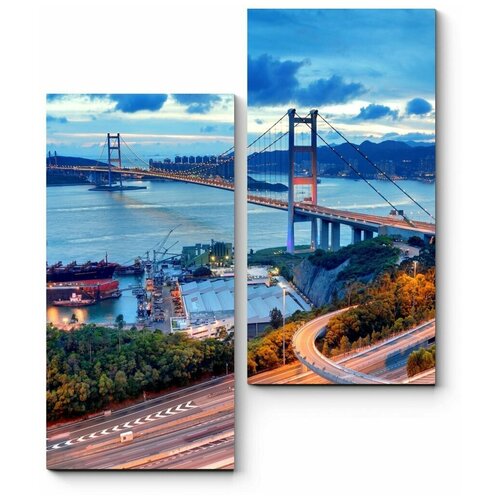 Модульная картина Великолепный вид на знаменитый мост Гонконга 40x50