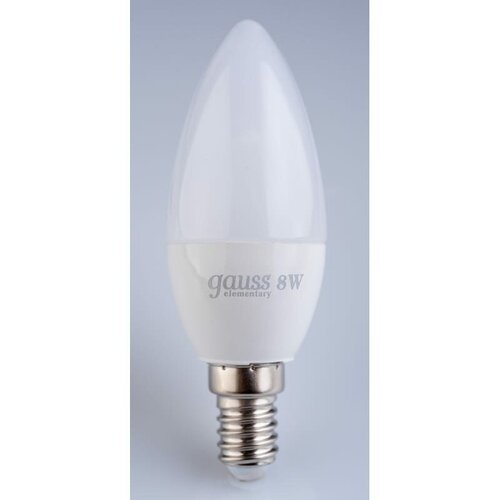 Лампа светодиодная LED 8 Вт 560 Лм 6500К холодная Е14 Свеча Elementary | код.33138 | GAUSS (90шт. в упак.)