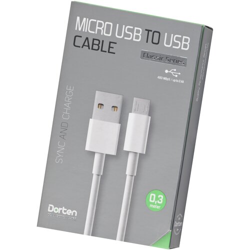 Кабель USB - micro USB Dorten 30см Classic Series белый