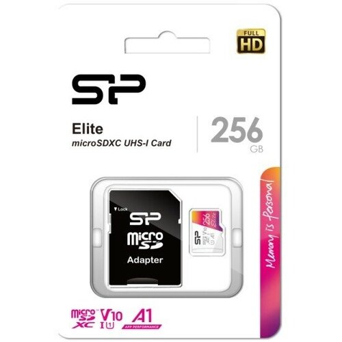 Silicon Power Карта памяти Micro SecureDigital 256GB SP256GBSTXBV1V20SP Elite + adapter Class10