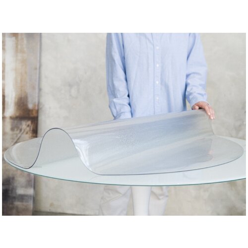 Круглая рифленая скатерть (гибкое/мягкое стекло) CrystalDesk. Толщина 2 мм. ПВХ скатерть. 95х95 см. Рифленая. На круглый стол.