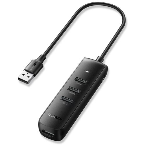 USB-концентратор  UGreen CM416, 10915, разъемов: 4, 25 см, черный