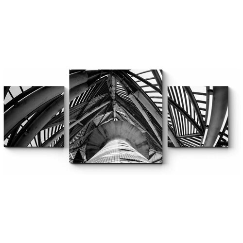 Модульная картина Винтовая черно-белая лестница80x34