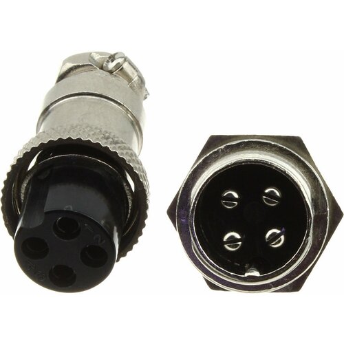Разъем GX16 4PIN металл, комплект мама папа