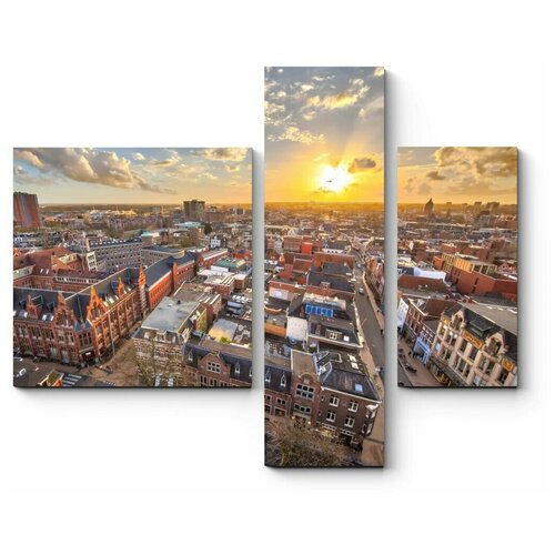 Модульная картина Чарующий Амстердам на закате. 140x116