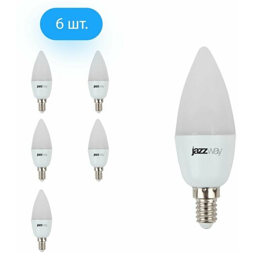 Светодиодная лампа JazzWay PLED Super Power 7W эквивалент 60W 5000K 560Лм E14 свеча (комплект из 6 шт)