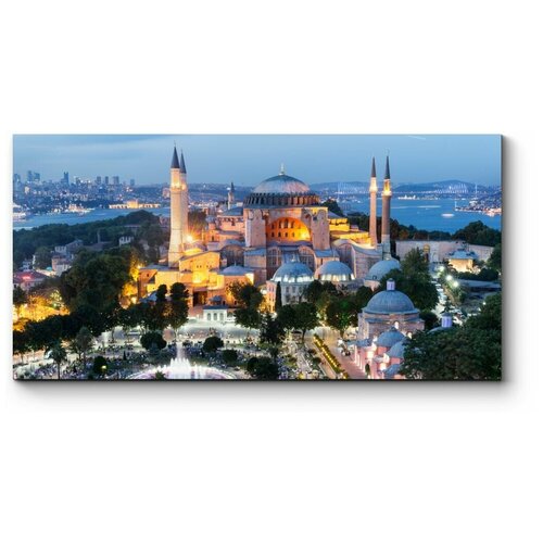Модульная картина Собор Святой Софии в вечерних огнях, Стамбул 50x25