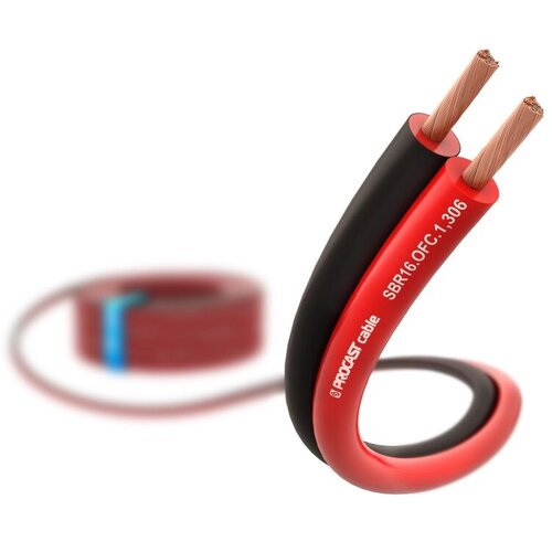 Инсталляционный красно-черный акустический кабель 2х1,306mm² PROCAST Cable SBR 16. OFC 100м