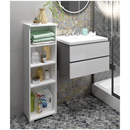 Шкаф открытый для ванной комнаты, REGENT style, ОШТ300 напольный, белый, 95*30*19