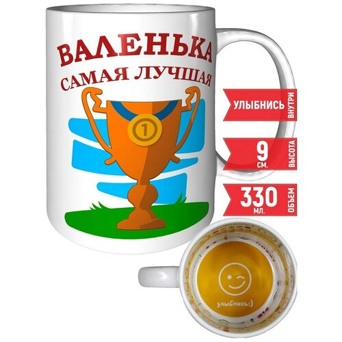 Кружка Валенька самая лучшая - улыбнись.