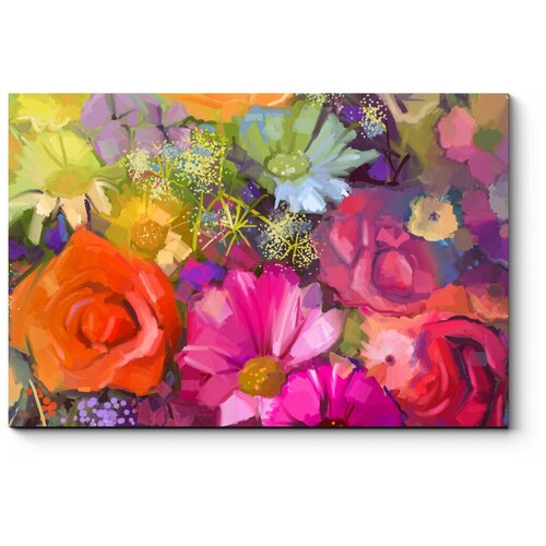 Модульная картина Яркий букет цветов 140x93