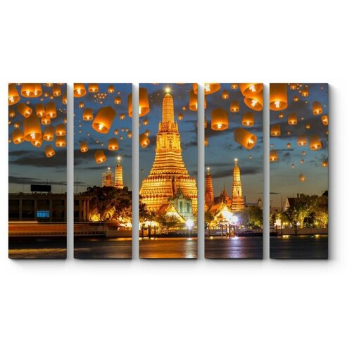 Модульная картина Волшебные небесные фонарики, Бангкок 110x66