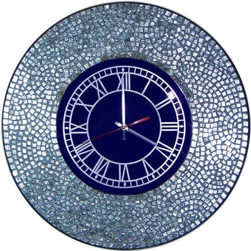 Оригинальные настенные часы "Серебряные Спирали" "римские цифры", синий циферблат
