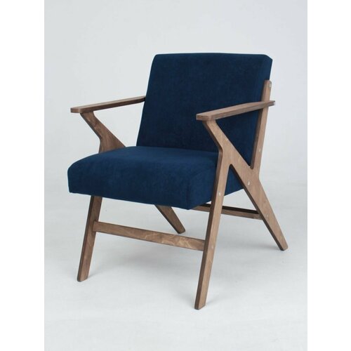 Кресло для отдыха "Винтаж 2" темно-синий + дуб