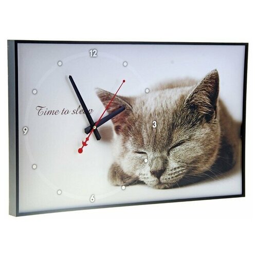 TIMEBOX Часы настенные, серия: Животные, "Серая кошка", 57х35х4см микс