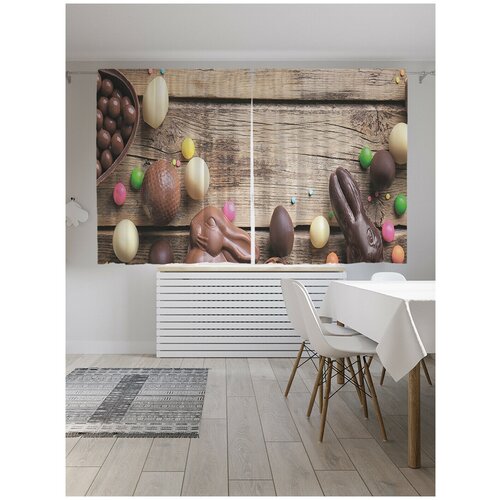 Фотошторы для кухни и спальни JoyArty "Пасхальные сладости", 2 полотна со шторной лентой шириной по 145 см, высота 180 см