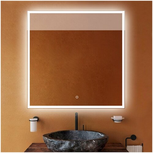 Зеркало "Valled" в ванную комнату с LED подсветкой, 80 х 80 см, настенное зеркало в прихожую для макияжа, зеркало гримерное на стену