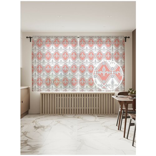 Тюль для кухни и спальни JoyArty "Королевское наследие", 2 полотна со шторной лентой, 145x180 см.