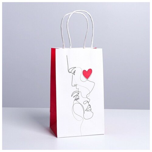 Пакет подарочный крафтовый «Love», 12 × 21 × 9 см