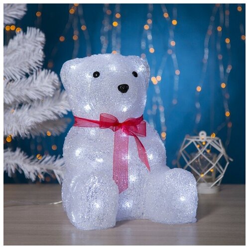 Светодиодная фигура «Медведь с бантом» 22 × 30 × 20 см, акрил, 40 LED, 220 В, свечение белое