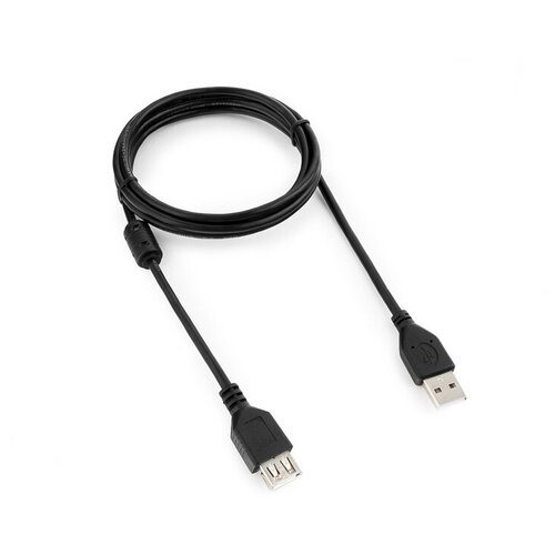 Кабель Am - Af USB2.0 удлинитель 1.8м, экран, ферритовое кольцо, позолоченные контакты, черный, Gembird (CCF-USB2-AMAF-6)