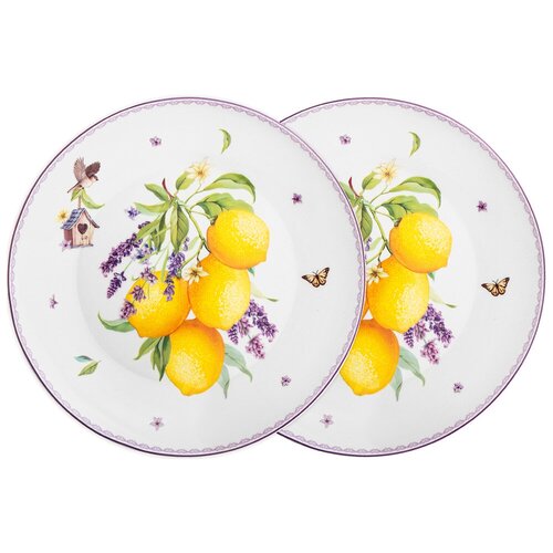 Набор тарелок 2 шт, закусочная, Прованс Лимоны, 20,5 см, фарфор, Lefard, 104-871