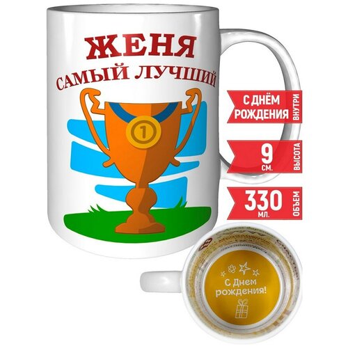 Кружка Женя самый лучший - с пожеланиями на день рождения.